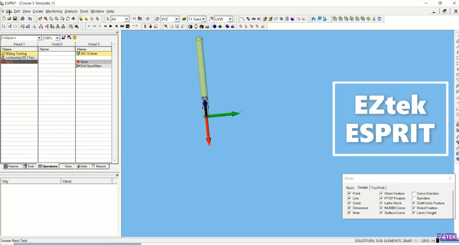Esprit CAM Sync - Sắp xếp thứ tự gia công và đồng bộ giữa các trục quay ...